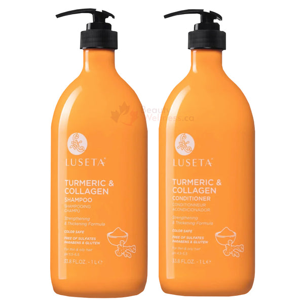 Luseta Turmeric & Collagen Duo Shampoo & Conditioner 1 L - For Thin ...