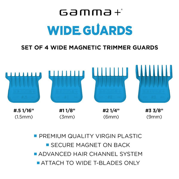 GAMMA+/StyleCraft Professional Wide Magnetic Trimmer Blade Guards - Bl ...