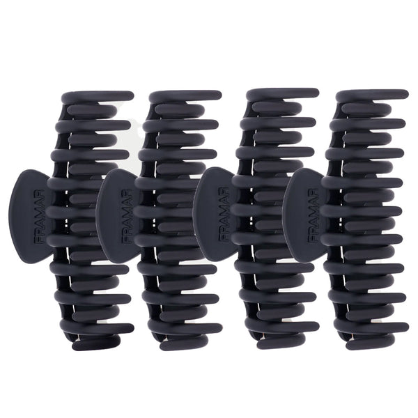 Framar Claw Hair Clips - Black - 4 Pack - Rubberized Matte Finish ...